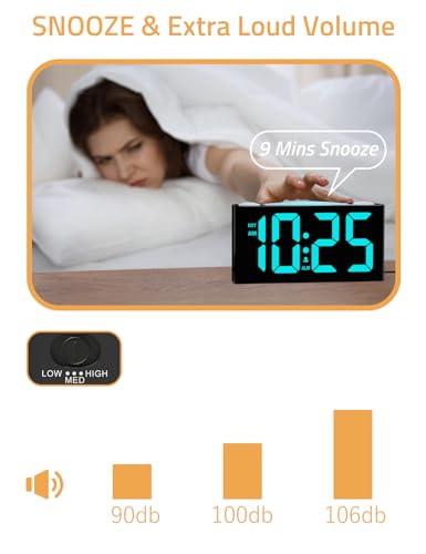 Mesqool Digital Alarm Clock with Bed Shaker & RGB LED Display - Loud for Heavy Sleepers, 7-Color Night Light & Dimmer, Easy Set for Kids, Teens, Elders & Hearing Impaired