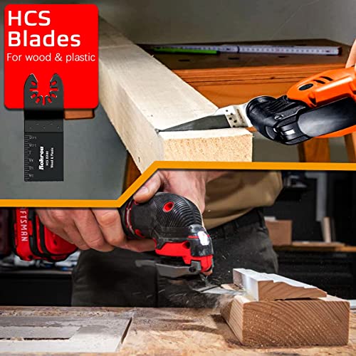 Rokrou 50 PCS Oscillating Tool Blades Multitool Blades , Accessories Bits Quick Realse Nail Wood & Drywall (35mm HCS) FITS Dewalt Fein Multimaster Bosch Makita Milwaukee Rockwell Ryobi Black & Decker