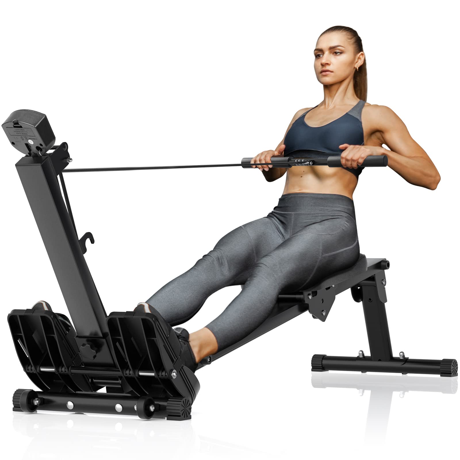 Rowing Machine Compact Rower with 3 Adjustable Resistance Levels, 2023 Revolution New Row Machine with LCD Display, 300 LBS Weight Capacity Foldable Rower for Home Office Use - Smooth & Quiet