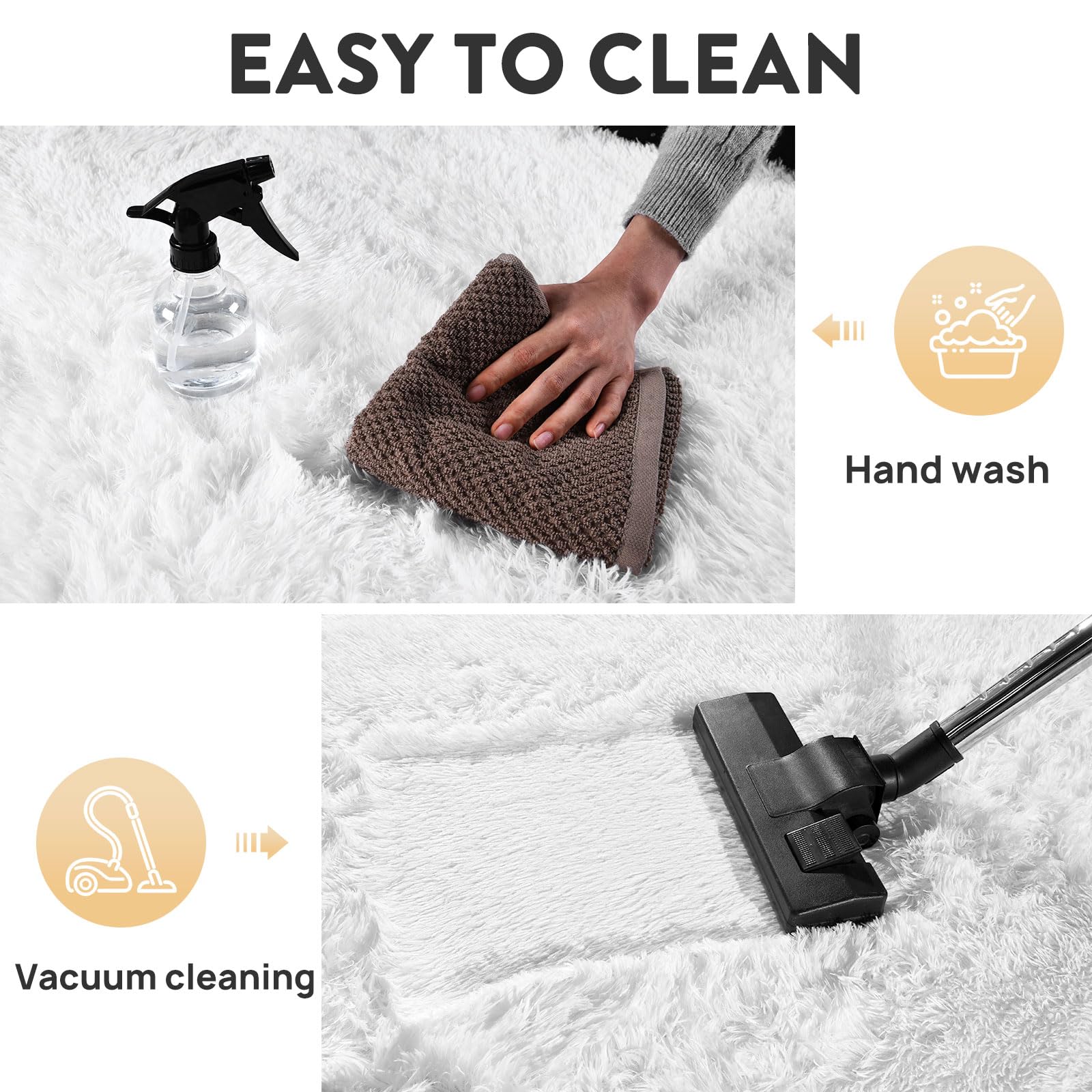 White Fluffy Rug for Bedroom White Fuzzy Rug Non-Slip Indoor Floor Carpet for Living Room Anti-Skid Rectangular Fuzzy Rug 2x3
