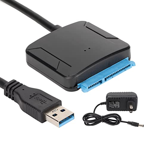 SATA to USB Cable, Portable SATA Adapter Small Size 110 to 240V Fast Transfer Rate ABS for Computer for 3.5 inch Hard Drive(US Plug)