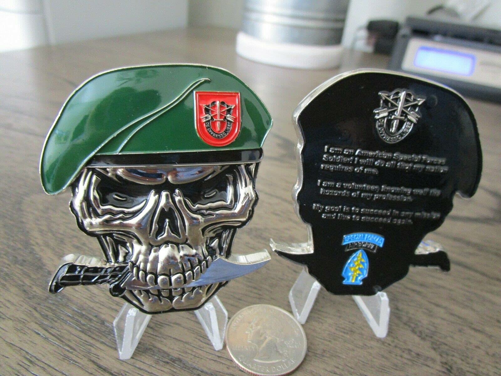 United States Army 7th Special Forces Group Green Berets Creed 7th SFG (A) Reapers Skull Challenge Coin