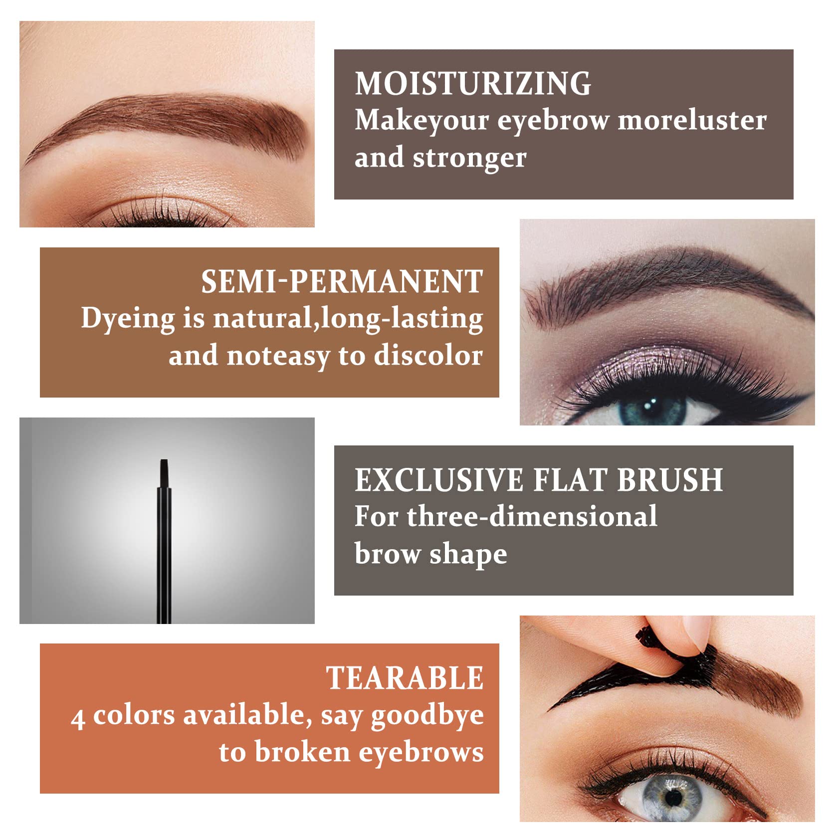 Peel Off Tattoo Eyebrow Gel Natural Eye Brow Gel Natural Eyebrow Tattoo,Waterproof Long Lasting Easy Peel Off Eyebrow Tattoo Makeup (Brown)