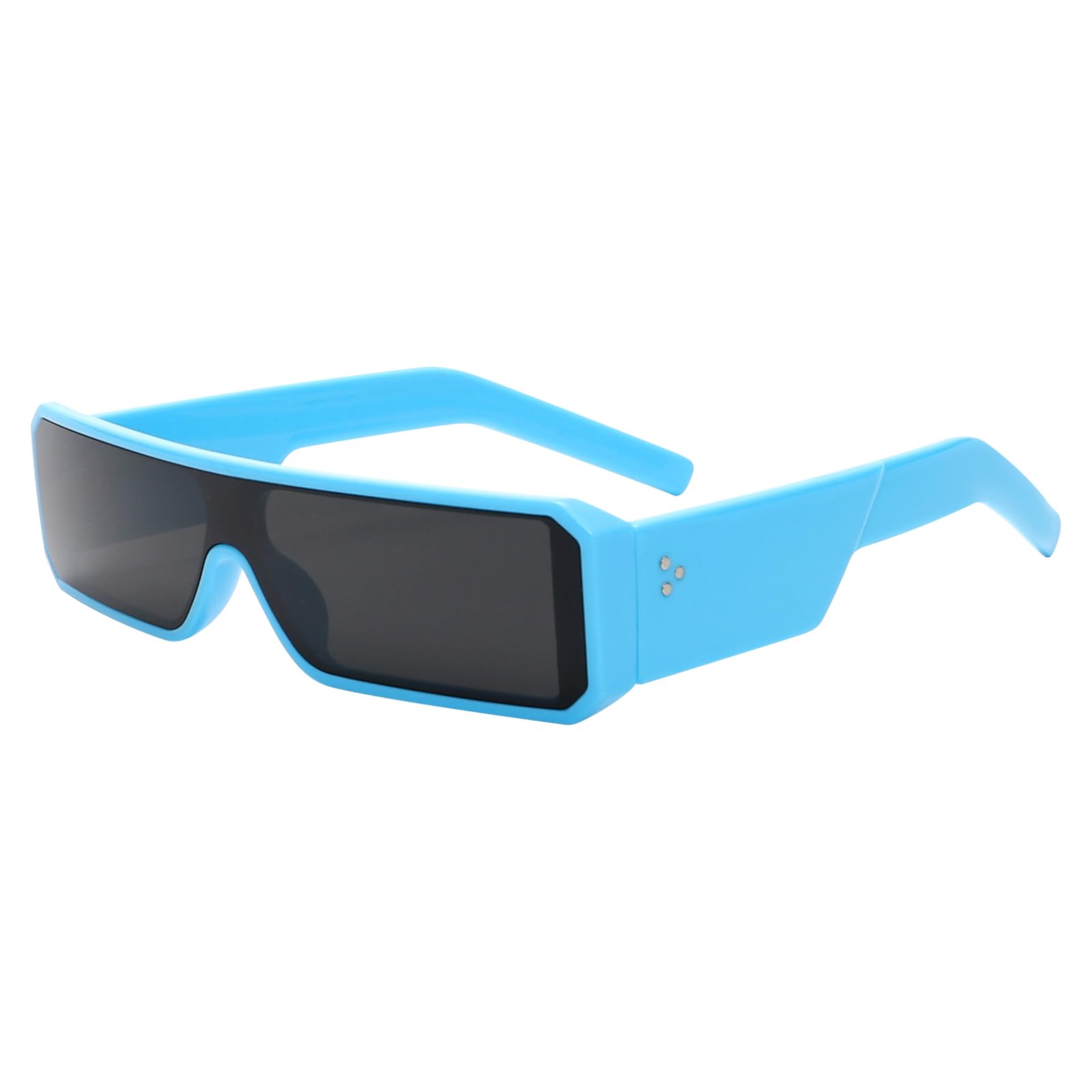 TYA Small Sunglasses for Women Men Futuristic Alien Geth Black Sun Glasses Rectangle Glossy Frame 90s Cool Tiny Shades