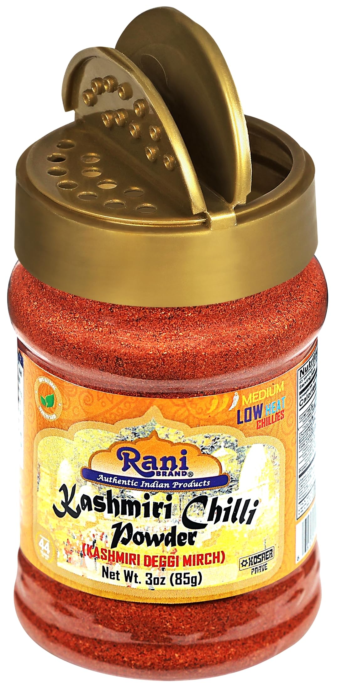 Rani Kashmiri Chilli Powder (Deggi Mirch, Low Heat) Ground Indian Spice 85g PET Jar ~ All Natural | Salt-Free | Vegan | Kosher | Gluten Friendly | Perfect for Deviled Eggs & Other Low Heat Dishes
