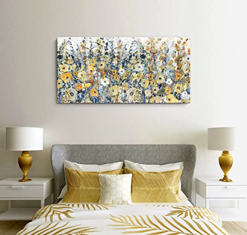 Yuegit Contemporary Flowers Canvas Wall Art : Paintings for Wall Decorations Abstract Wall Art Wall Paintings for Living Room Home Office Ready to Hang 20X40Inch