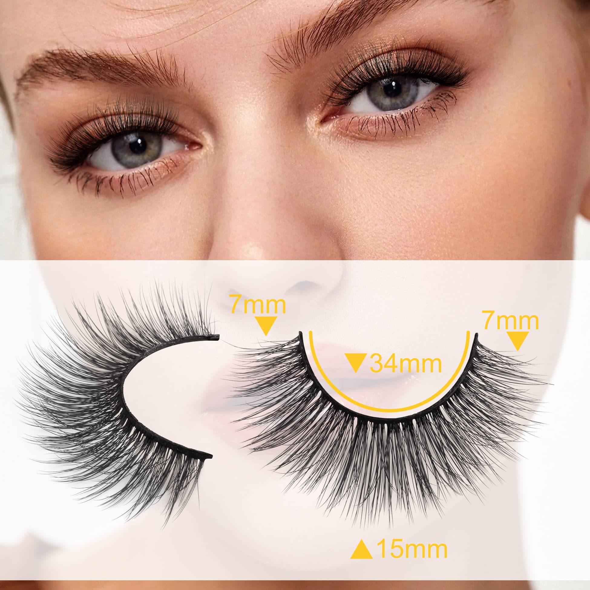Newcally Lashes False Eyelashes Natural Fluffy Light Volume Faux Mink Lashes 14 Pairs Pack