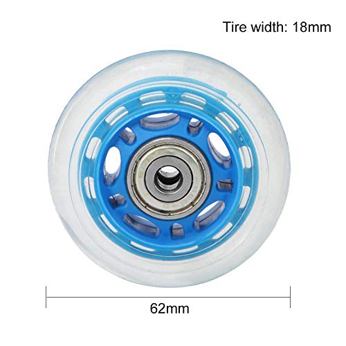 Mosichi 62mm Skate Wheels, Transparent Silent Mute Caster Wheel Luggage Cart Trolley Skate Accessory Blue