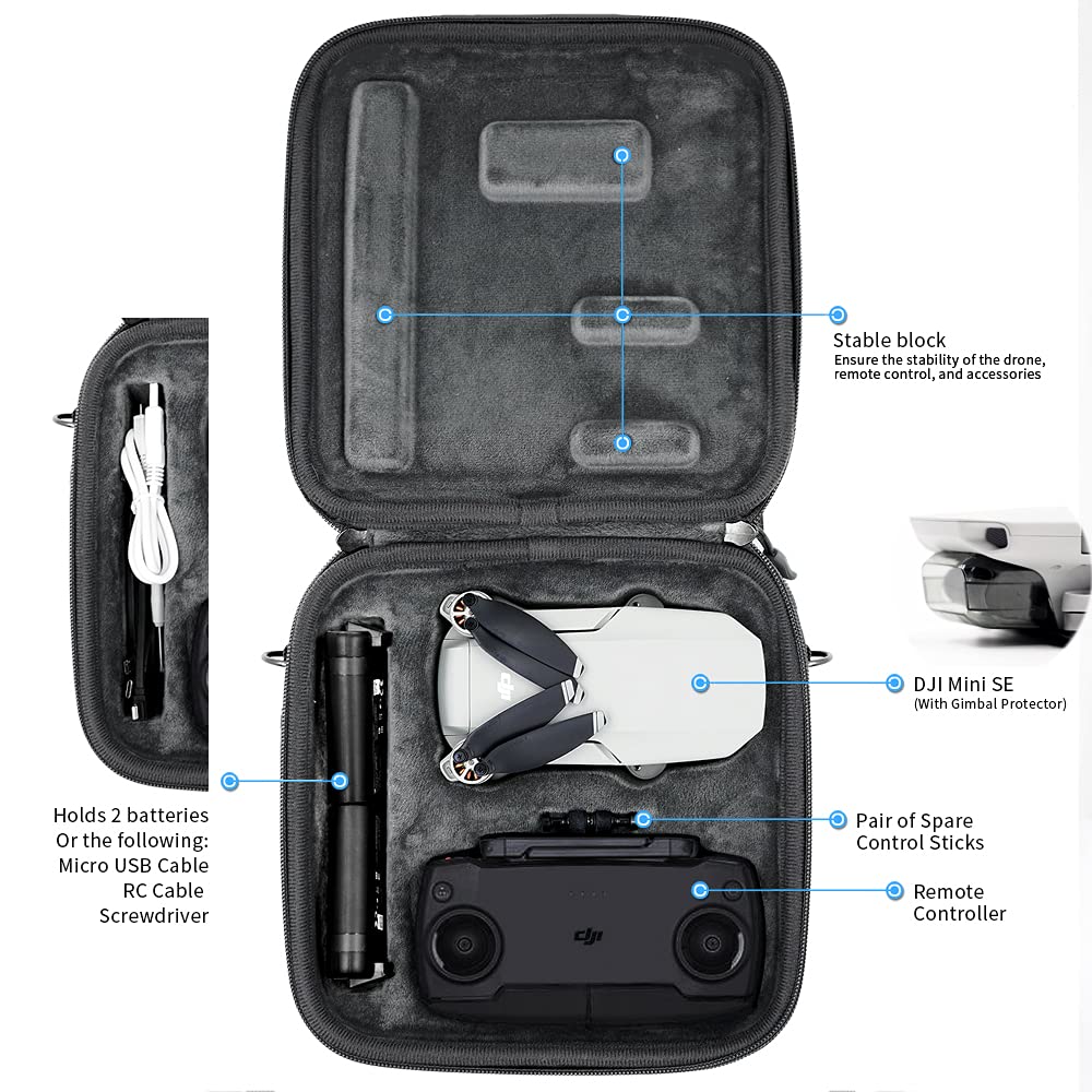 MAXCAM Carrying Case Compatible with DJI Mini SE + Remote Controller + Base Accessories