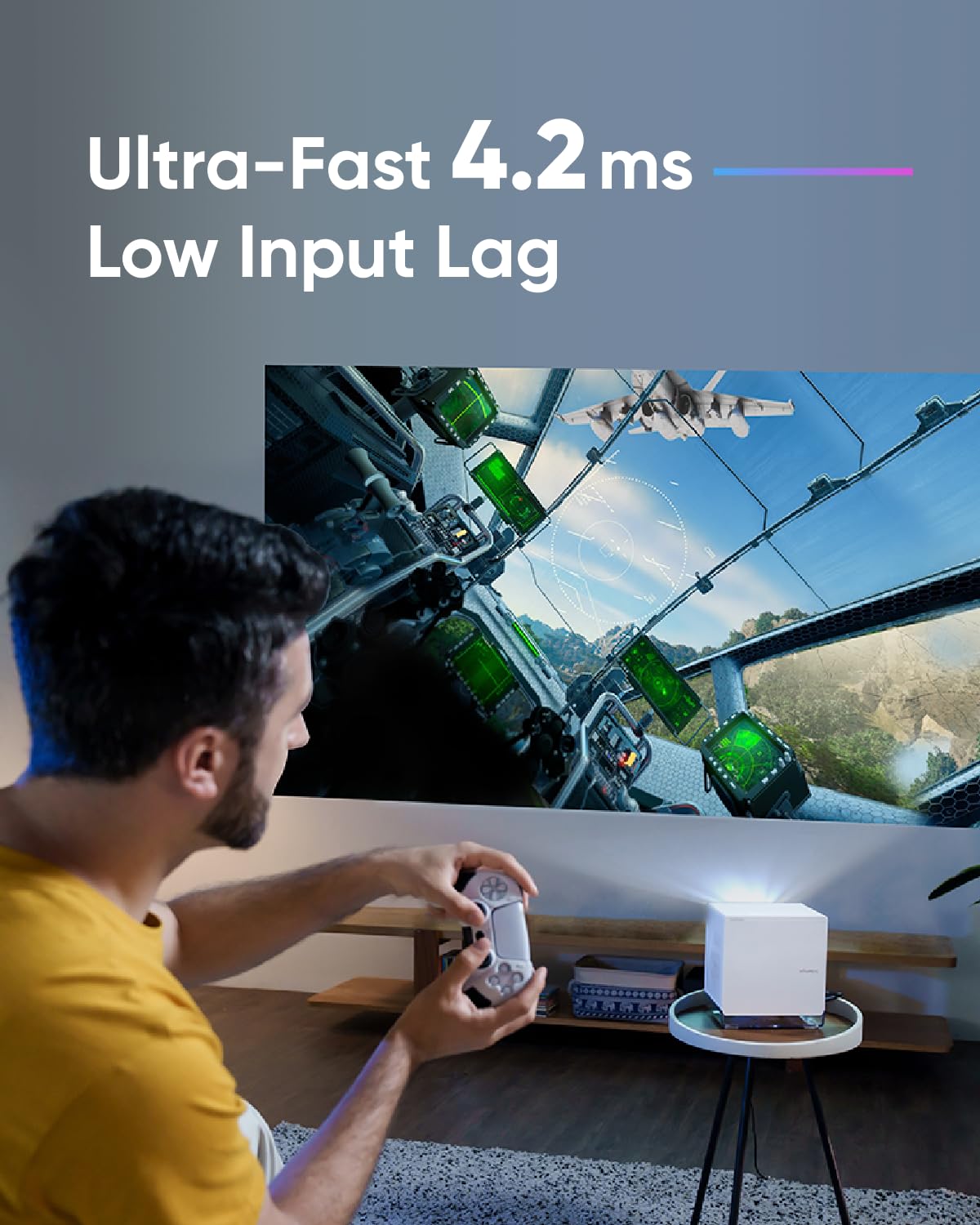 NOMVDIC P1000 Short Throw Projector 4K, 2300 ANSI Lumens with H/K Speaker, 180" Big Screen, Auto Focus & Keystone, 4K Gaming Projector 4.2ms Low Latency (Fire TV Stick 4K Max Included)