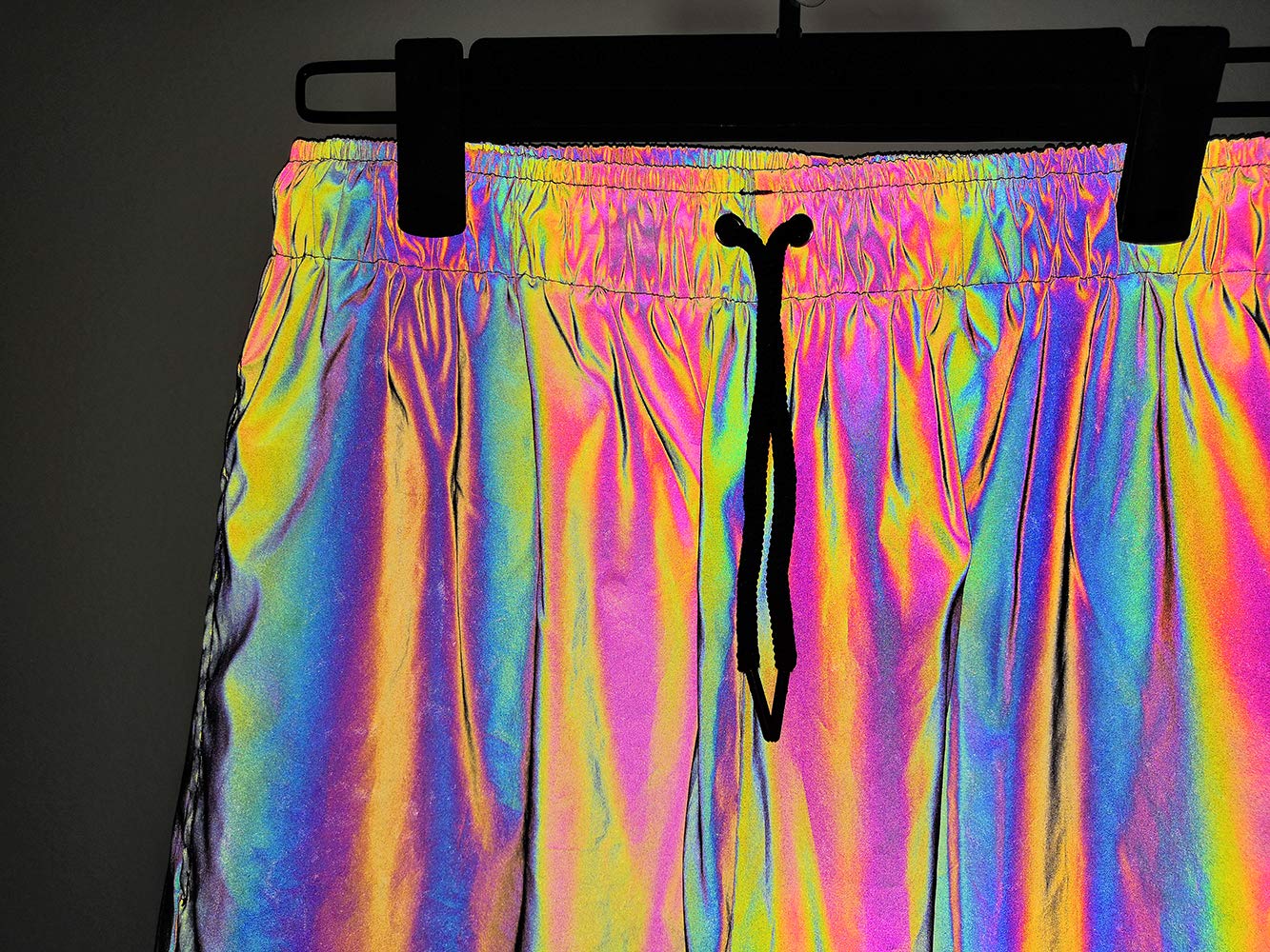 LZLRUN 3M Rainbow Reflective Shorts Pants Men Fluorescent Trousers Casual Night Jogger (M, Pants)
