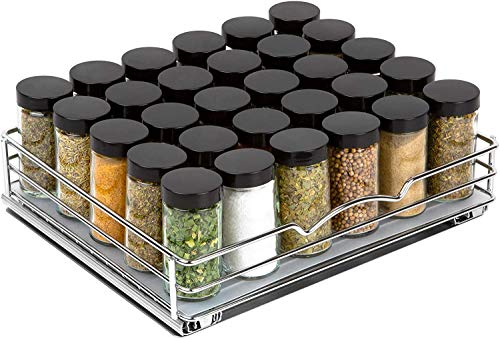 Pull Out Cabinet Organizer for Spices, Cans - Heavy Duty with Lifetime Limited Warranty - Pull Out Spice Rack- Chrome 12-3/8"Wx 10-1/2"D x 2-3/4” H Cabinet Pull Out Shelf for Cans, Dishes, Etc.