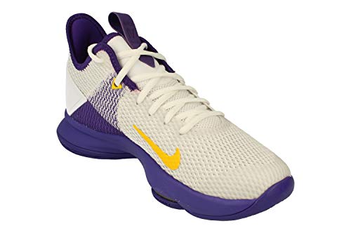 Nike Men's Basketball Shoe, Bianco White MTLC Gold Voltage Purple Pure Platinum Opti Yellow Volt 100, US 7.5