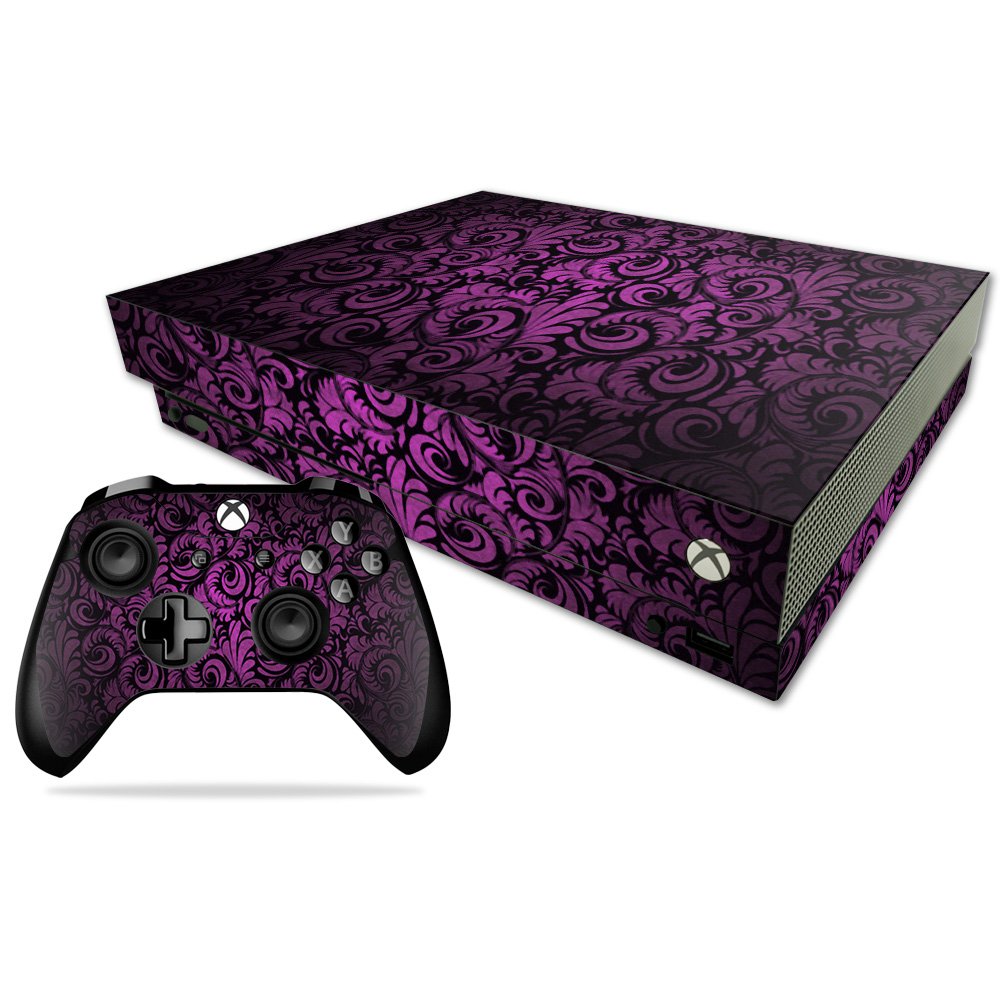 MightySkins Skin Compatible with Microsoft Xbox One X - Purple Style | Protective, Durable, and Unique Vinyl Decal wrap Cover | Easy to Apply, Remove, and Change Styles | Made in The USA