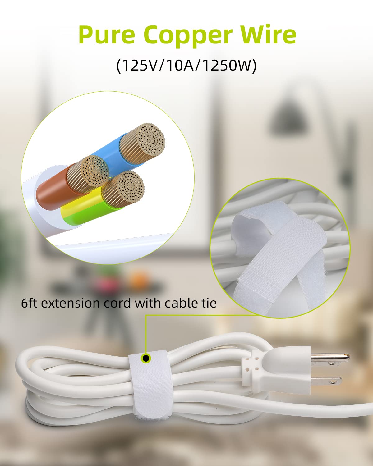 Travel Power Strip with USB Ports,3-Side Outlet Extender with 6 FT Extension Cord,Portable Power Strip for Travel, Office, Home, Hotels, Cruise Ship.White