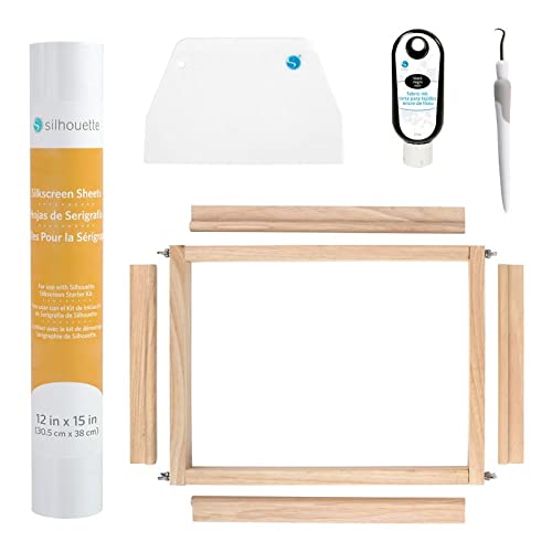 Silhouette Cameo 4 Silkscreen and Vinyl Bundle with Silkscreen Starter Set, 12 Pack of HTV, 12 Pack of Vinyl, and Pen Starter Kit- White Edition