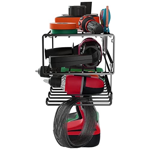 wlpxavz EF Power Tool Organizer Electric Drill Storage Rack Wall Mount Garage Tool Organizers Heavy Duty Tool Holder Rack 130lb Weight Limit Suitable for Garage Home Workshop Taboxexcel(black)