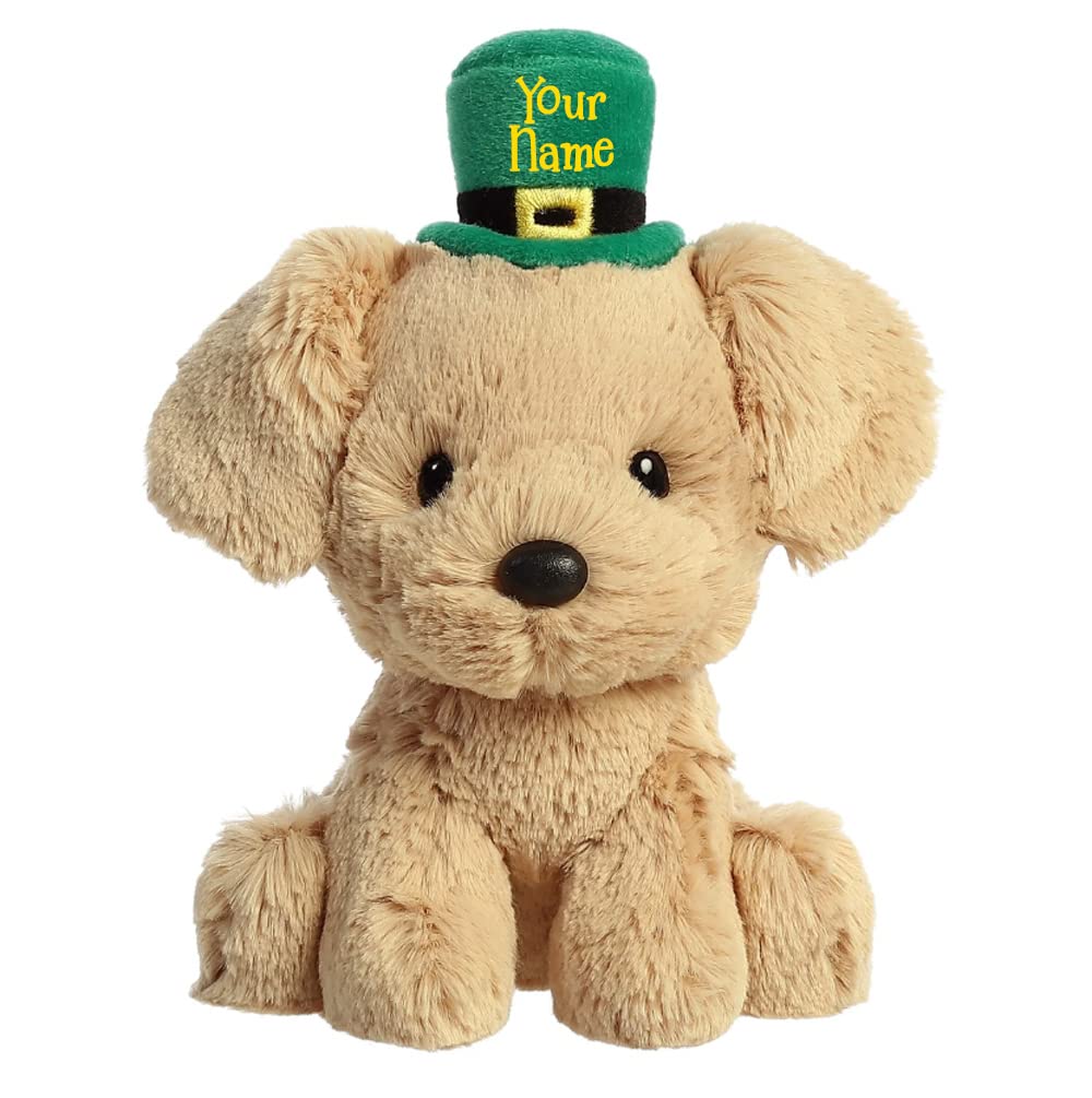 The Trendy Turtle Personalized Kids Baby Gifts St Patricks Day Golden Lab Puppy Plush Stuffed Animal Toy Keepsake