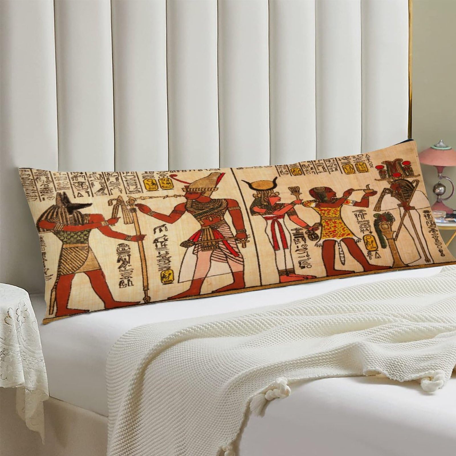 Lycomify Body Pillow Cover,Egyptian Papyrus Antique Hieroglyphs Printed Long Pillow Cases Protector with Zipper Decor Soft Large Covers Cushion for Beding,Couch,Sofa,Home Gift 20"x54"