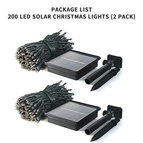 MAOKOT 2 Pack Solar Christmas Decorations Lights, 72ft 200 LED Solar Fairy Lights Outdoor Waterproof,Red Solar String Lights for Christmas Patio Tree Party Christmas Decorations