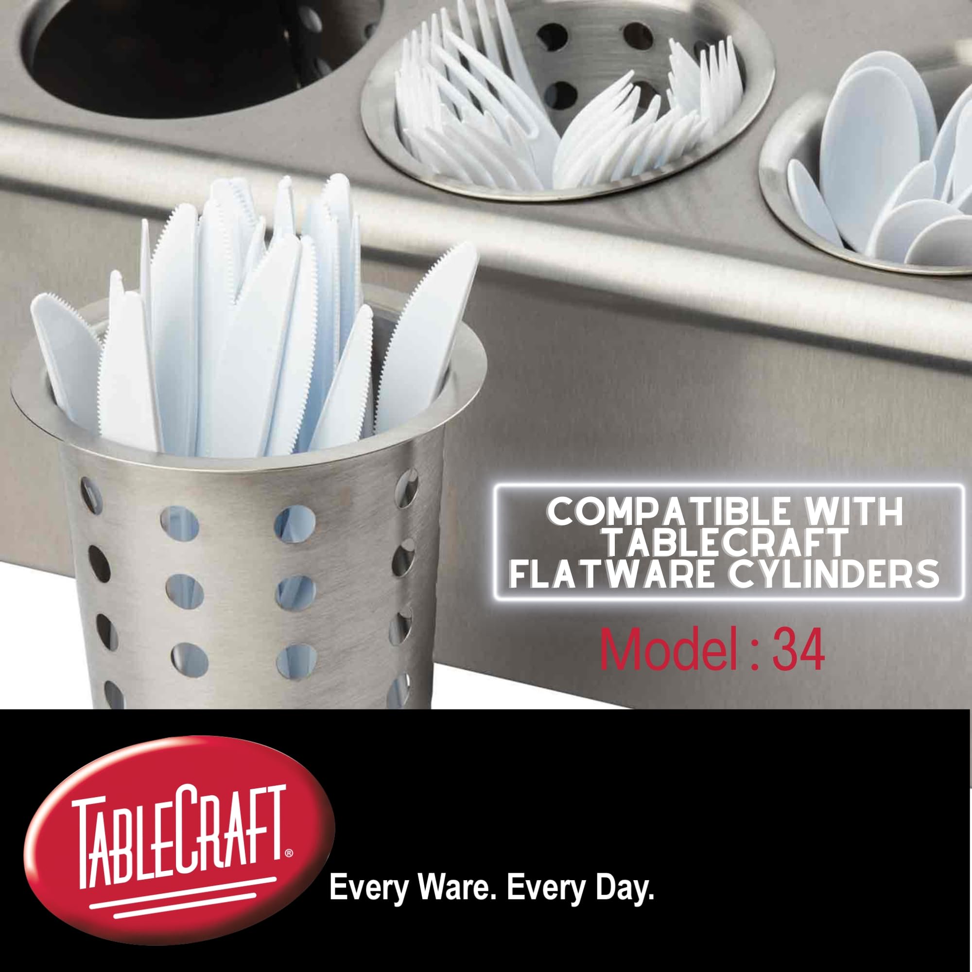TableCraft Products 7062 Two-Tiered Flatware Cylinder Holder with 6 Holes
