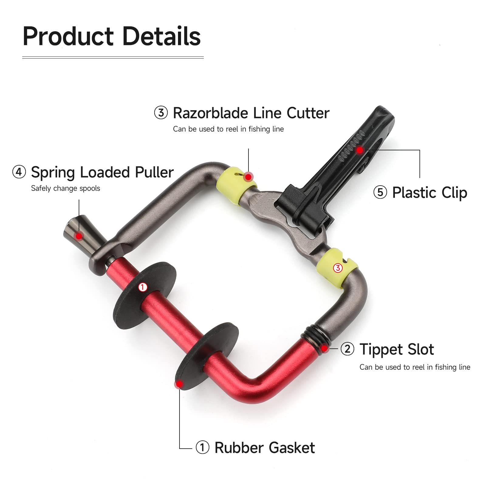 SAN LIKE Fly Fishing Tippet Holder Spool Holder Fly Fishing Gear for Fly Line Leader Organizer(Red)
