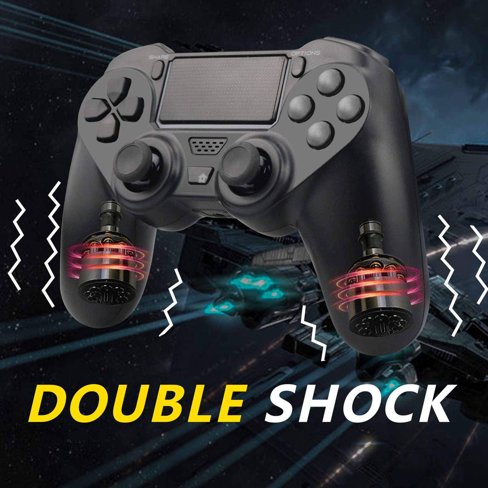 YsoKK Wireless Controller Compatible with PS4/Slim/Pro with Dual Vibration/6-Axis Motion Sensor/Audio Function(Black)
