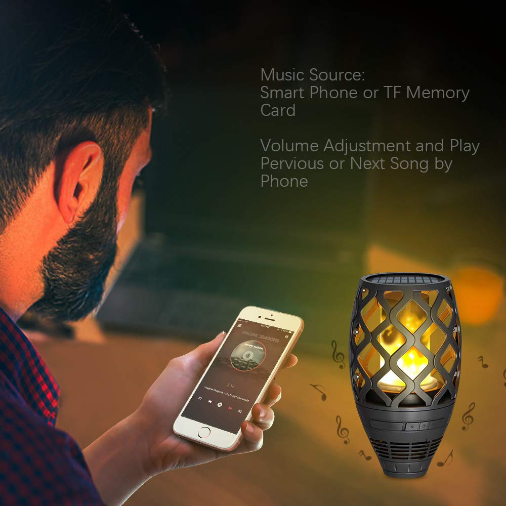 Maxsolve Solar Powered Speaker with Torches Light for Home and Garden During Christmas and New Year Waterproof