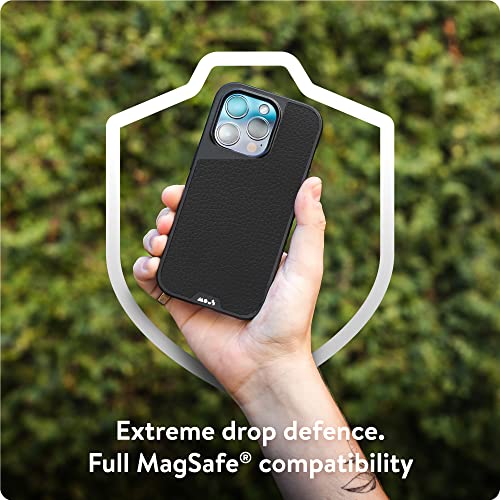 Mous MagSafe Suction Mount and iPhone 14 Plus Case Black Leather Limitless 5.0