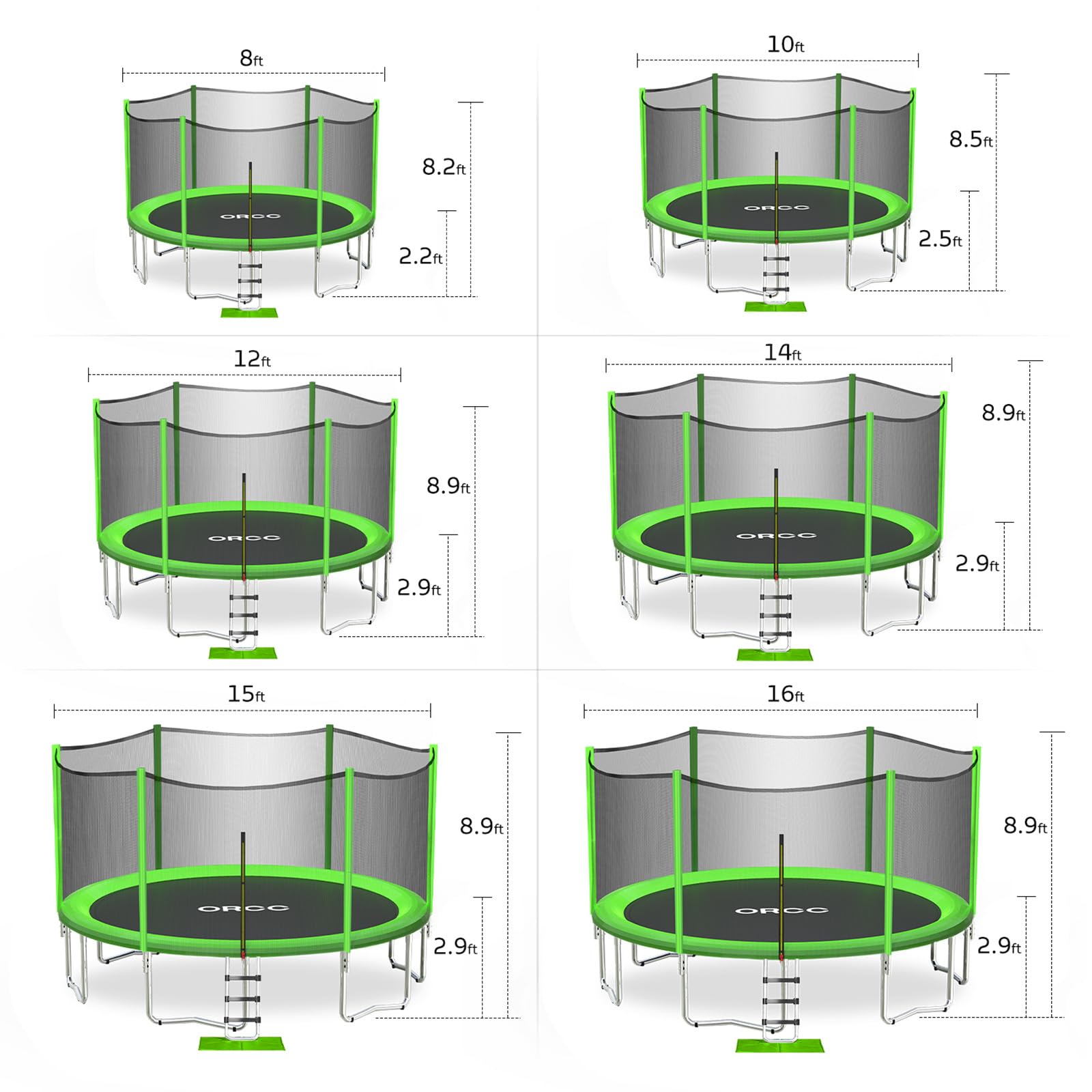 ORCC 15ft Green Trampoline