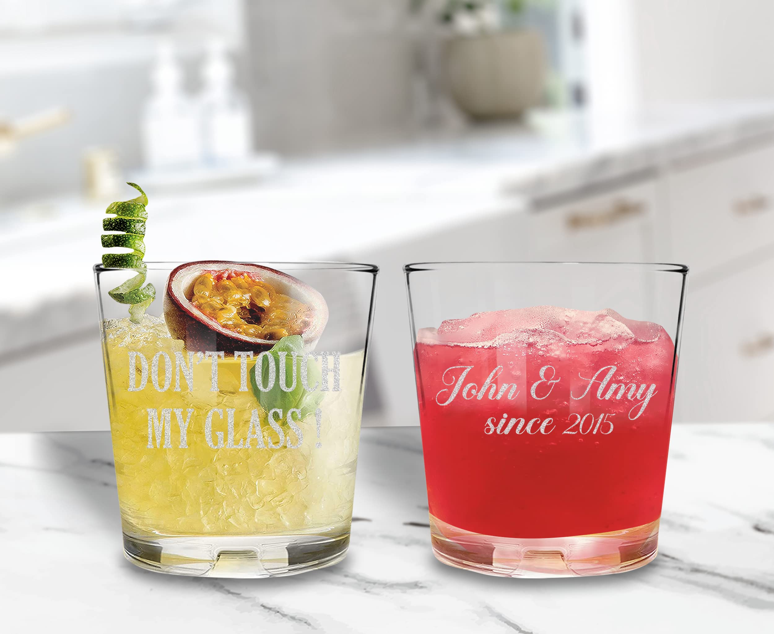 TEEAMORE Personalized Rocks Old Fashioned Cocktail Glass Add Your Text Etched Whiskey Glasses Gift Customization 9oz
