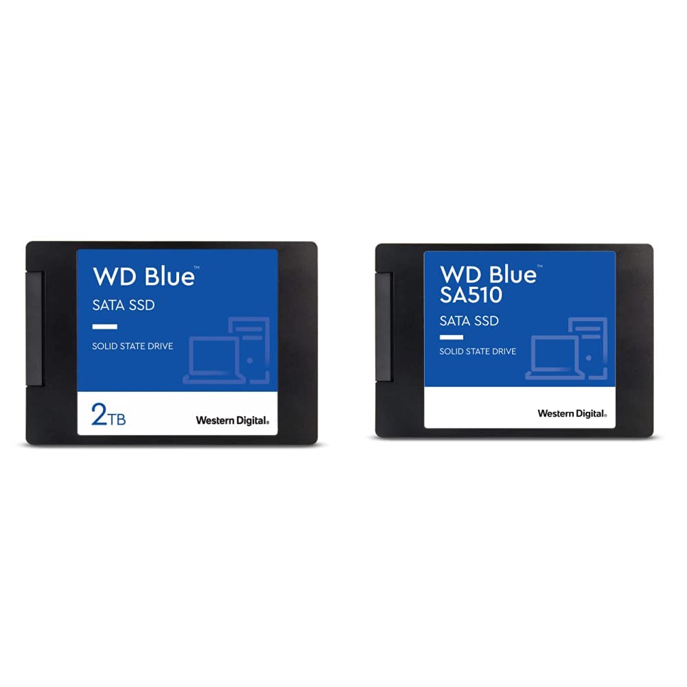 Western Digital 2TB WD Blue 3D NAND Internal PC SSD - SATA III 6 Gb/s, 2.5"/7mm, Up to 560 MB/s - WDS200T2B0A 1TB WD Blue SA510 SATA Internal Solid State Drive SSD - WDS100T3B0A