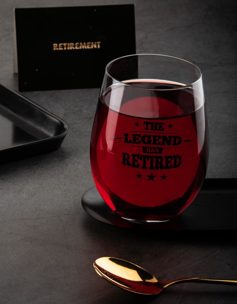 PUGED Unique Retirement Gift for Men Gifted Package Set 11 oz Coffee Mug and 18 oz Stemless Wine Glass Funny Male Retired Idea Goodbye Gift for Coworkers Office, Grandpa, Dad and Husband