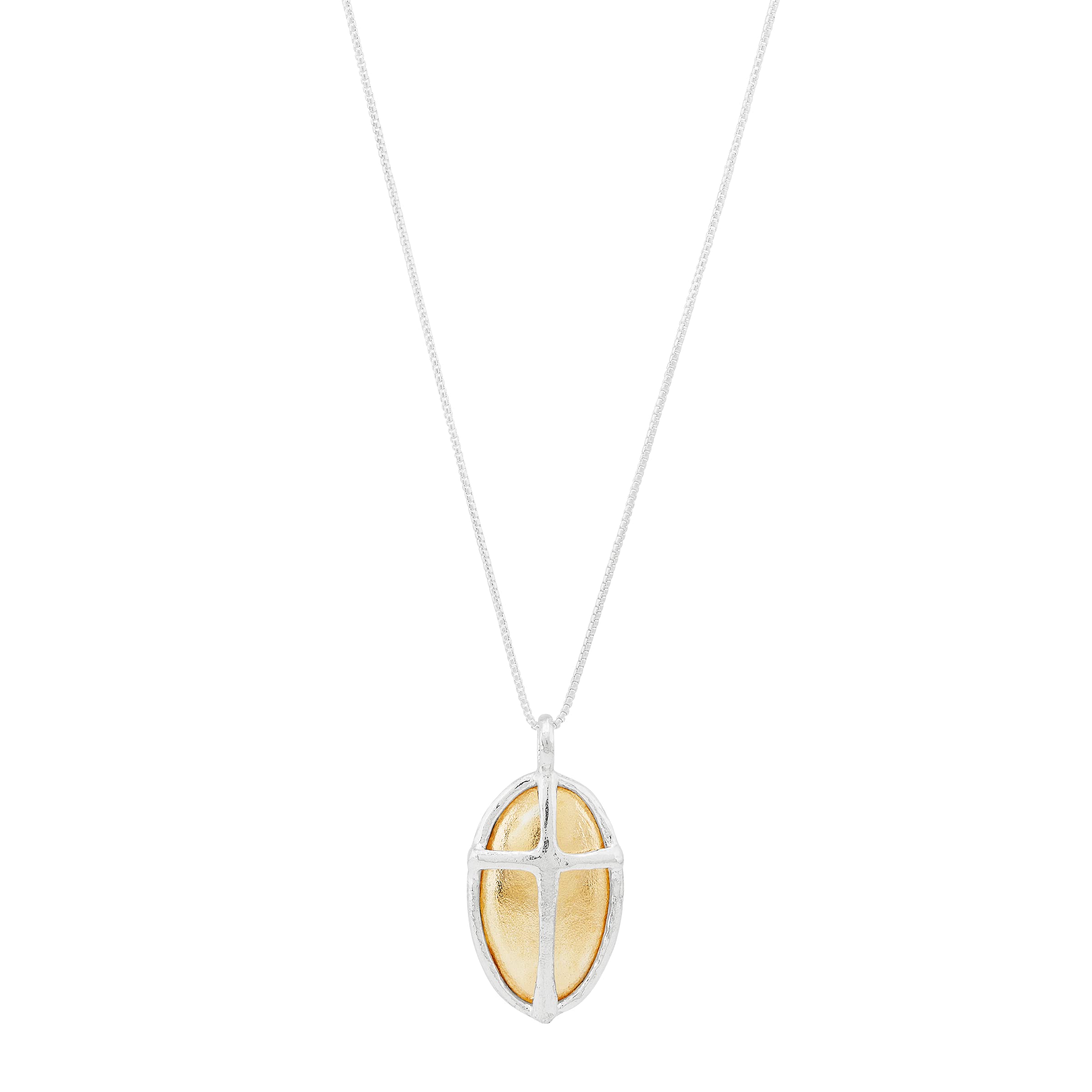 Silpada 'Golden Cross' Sterling Silver with 14K Yellow Gold Plating Pendant Necklace, 16" + 2"