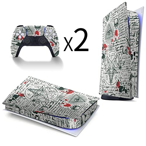 Theme of Occultism and Freemasonry Full Protective Skin Cover Design Wrap Decal Sticker Compatible with PS5 Digital Edition Console and Controller
