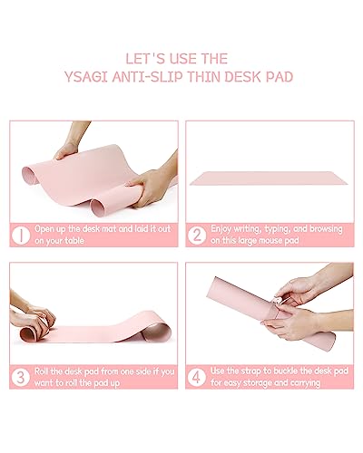 Writing Desk Pad Protector, YSAGi Anti-Slip Thin Mousepad for Computers,Office Desk Accessories Laptop Waterproof Desk Protector for Office Decor and Home (Pink, 35.4" x 17")