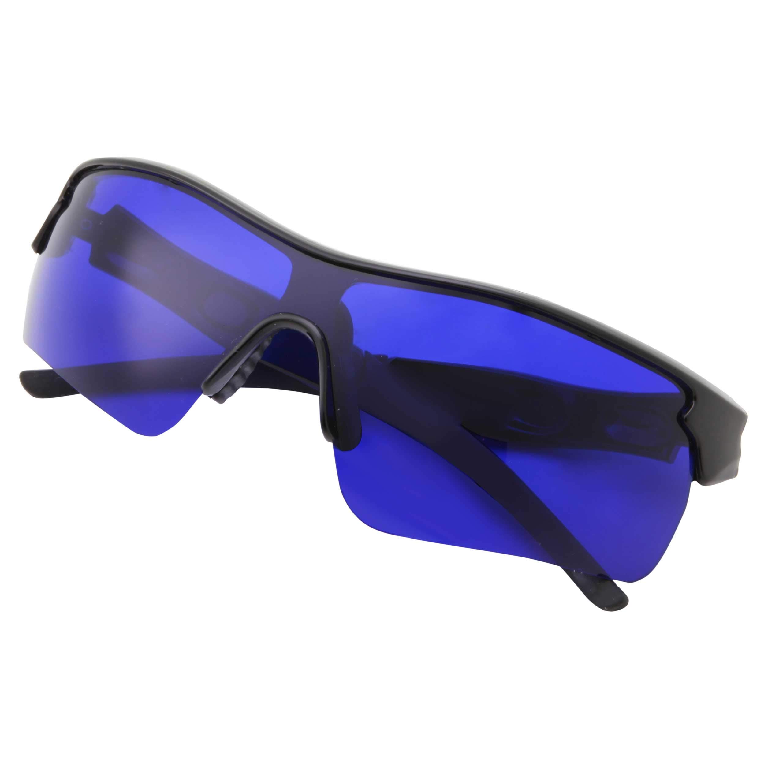 Men's Golf Ball Finder Glasses - True Blue Lens - Sports Style Frame - Wrap Around Sunglasses (Rectangle Sport Black)