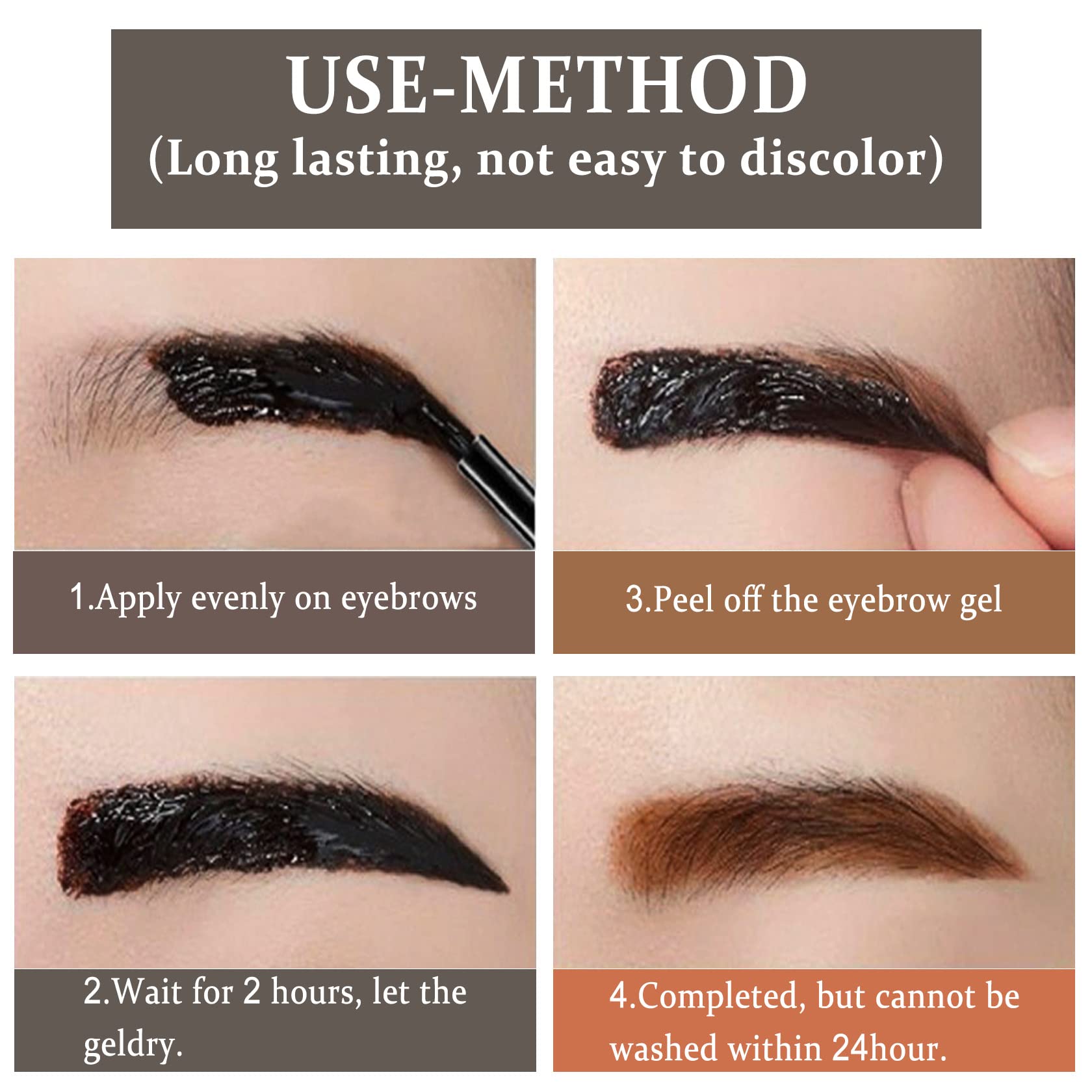 Peel Off Tattoo Eyebrow Gel Natural Eye Brow Gel Natural Eyebrow Tattoo,Waterproof Long Lasting Easy Peel Off Eyebrow Tattoo Makeup (Brown)