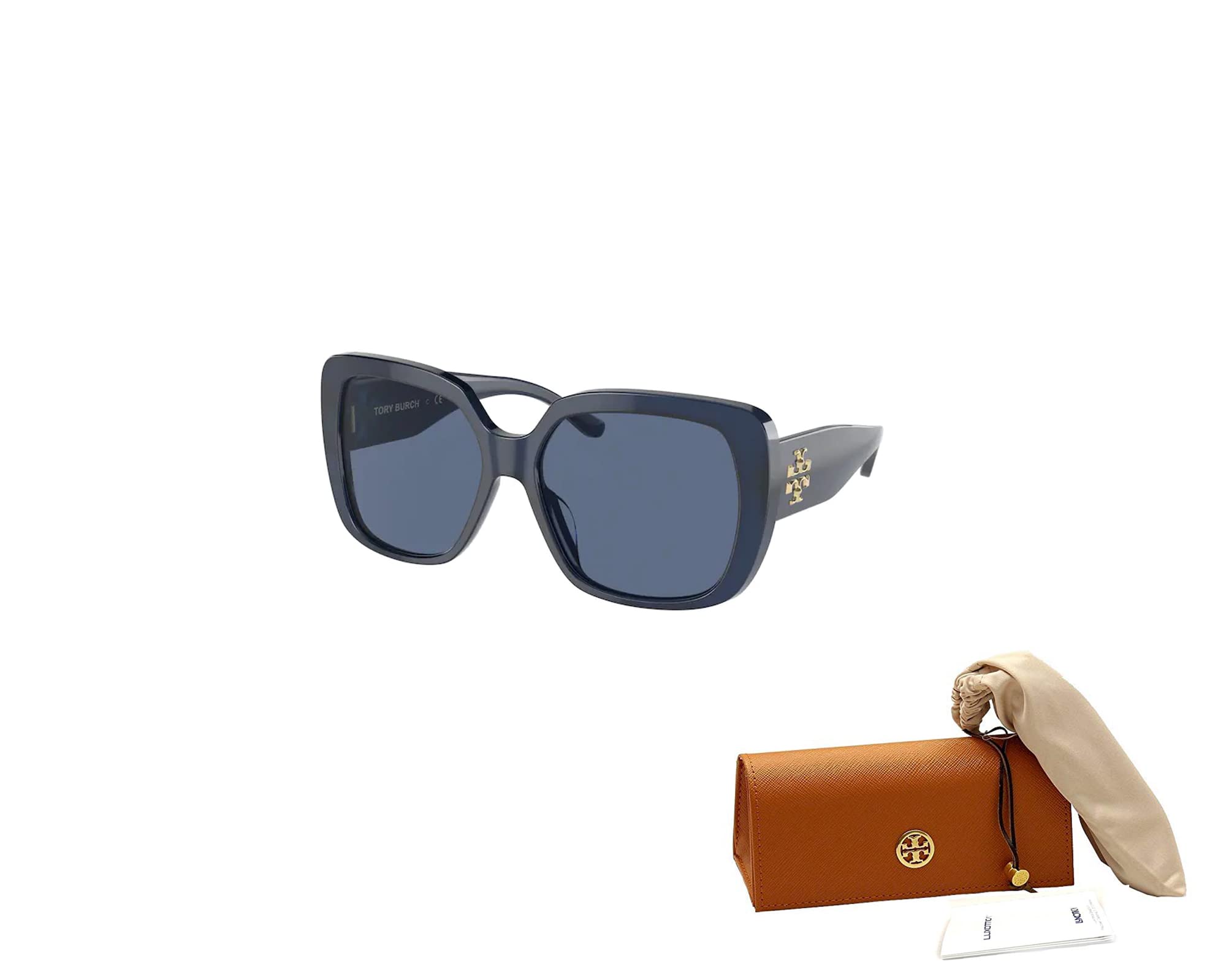 Tory Burch TY7112UM 165680 57MM Milky Navy/Solid Navy Square Sunglasses for Women + BUNDLE With Designer iWear Eyewear Kit