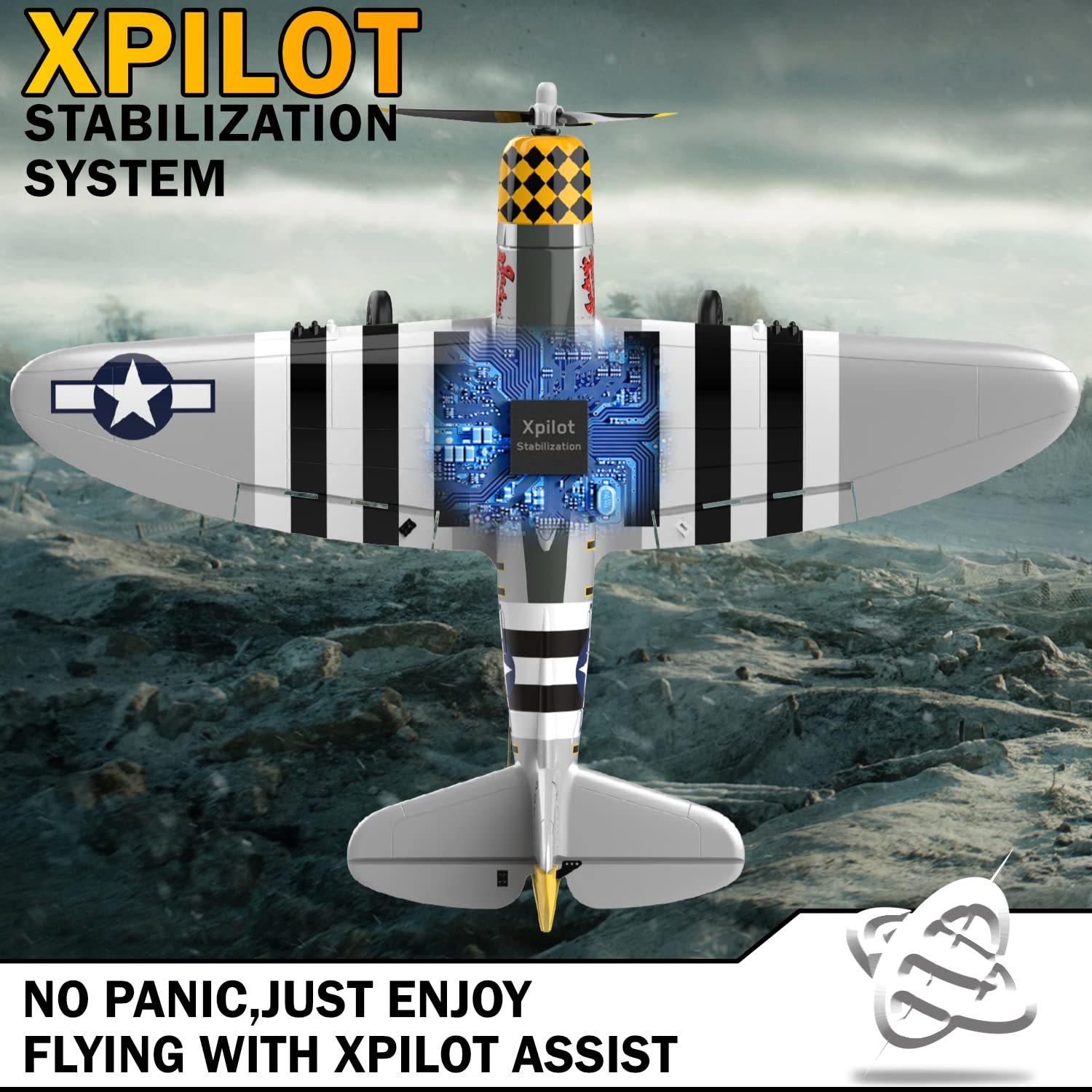LEAMBE RC Plane 4 Channel RC Airplane - Ready to Fly Upgrade P47 Thunderbolt Remote Control Airplane for Beginners Adult with Xpilot Stabilization System & One Key Aerobatic