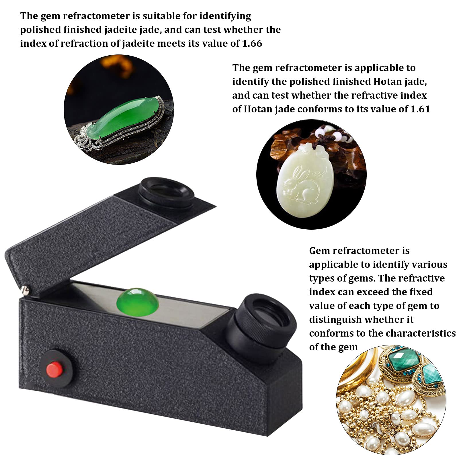 Yuecoom Jewelry Refractometer, Portable Gemstones Refractometer 1.30 to 1.81 Quick Identification High Accuracy Gemstones Refractometer Kit for Measuring The Refractive Index Jewelry Test Tool