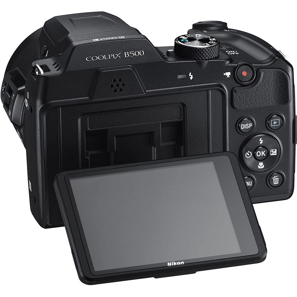 Nikon B500 Digital Camera (Black) with All-in-One Starter Bundle - Includes: SanDisk Ultra 64GB Memory Card, 4X Rechargeable Seller Replacement Batteries, Medium Size Carrying Case, and Much More