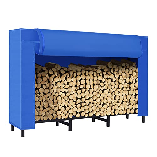 Vrisa Adjustable Firewood Rack, 4ft, Metal with 600D Oxford Cover, Waterproof and UV Proof, Ideal for Outdoor Back Porch, Backyard Deck, Tool Shed, Wood Shed