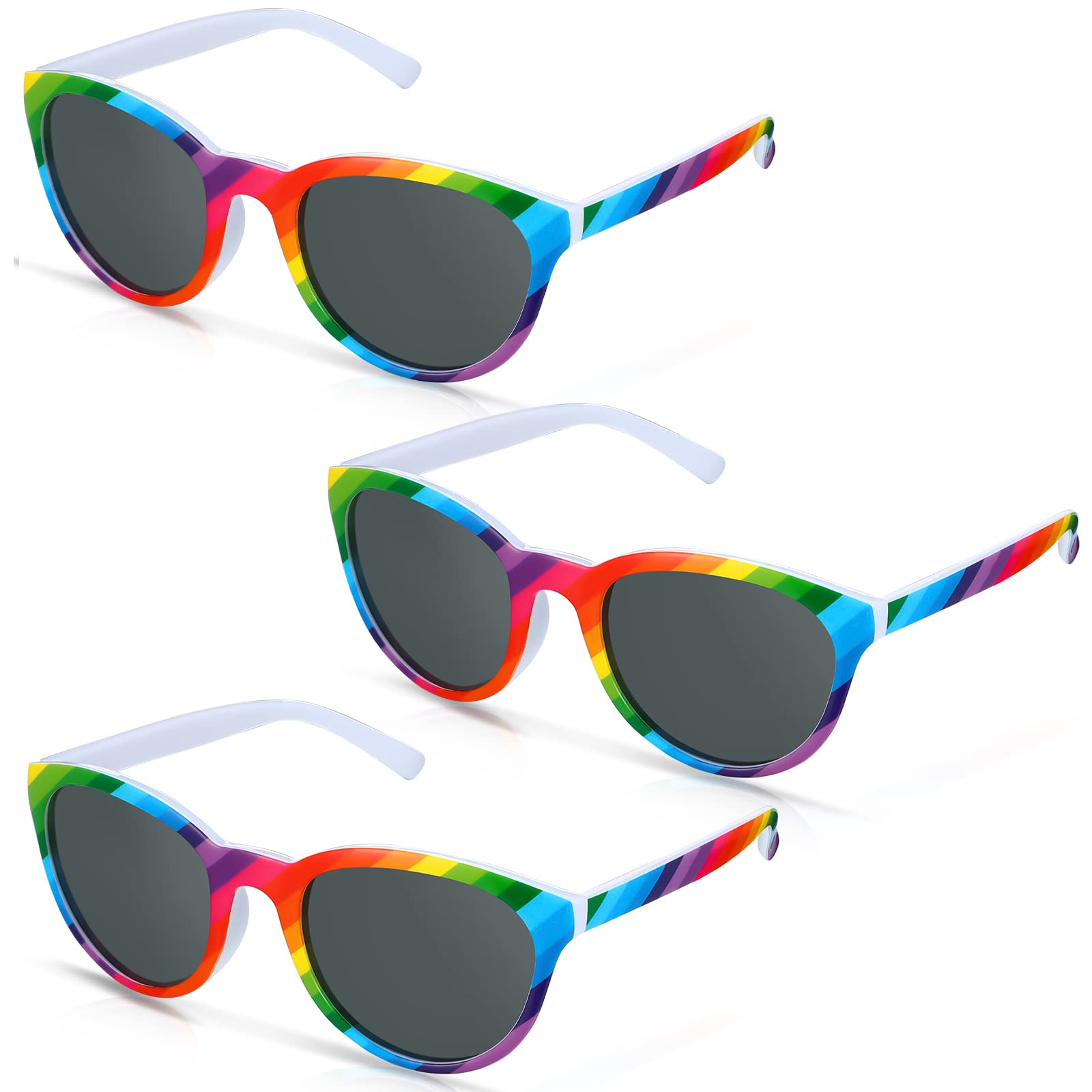 Xuhal 3 Pcs Retro Sunglasses for Women Men Rainbow Color Sunglasses Bulk Vintage Cute Sunglasses Halloween Party Favors(Rectangle Frame)