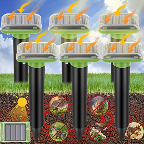 Ultrasonic Mole Repellent Outdoor, 2024 Upgrade Solar-Powered Gopher Mole Repellent for Lawn Yard and Garden, Waterproof Mole Killer Traps, Effectively Repels Mole Snake Vole Groundhog(Green)