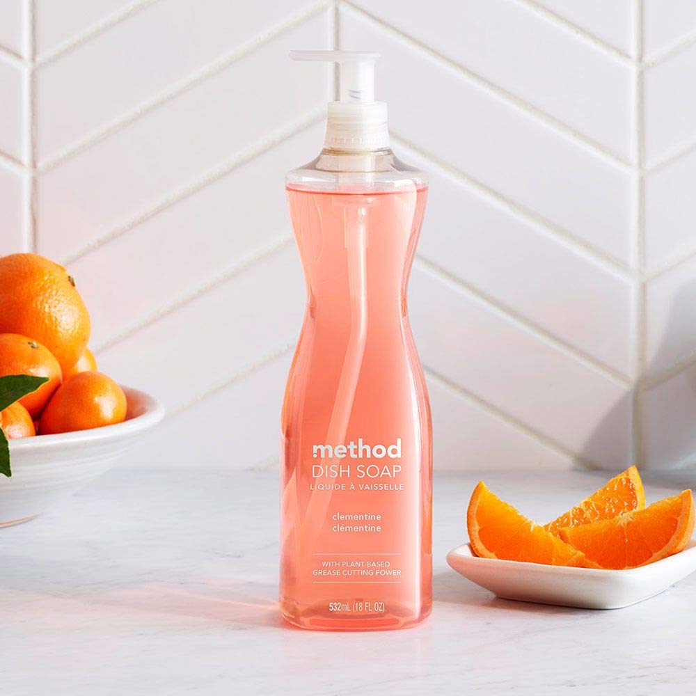 Method Gel Dish Soap, Clementine, Biodegradable Formula, Tough on Grease, 18 Fl Oz (Pack of 6)