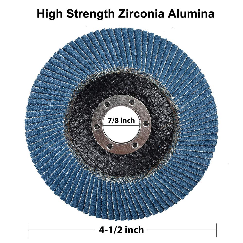 LotFancy Flap Discs 4 1/2 for Angle Grinder, 20PCS, Type 29, High Density Jumbo Sanding Disc Grinding Wheels, 40 60 80 120 Grit, Premium Zirconia Abrasive, 4.5" x 7/8"