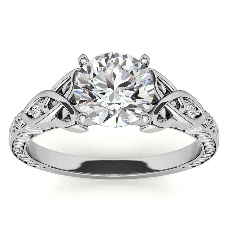 Sparkx Diamond 3 CT Round Cut Colorless Moissanite Engagement Ring, Wedding/Bridal Celtic Ring Set, Solitaire Style, Solid Sterling Silver Vintage Antique Anniversary Promise Ring Gift for Her (6)