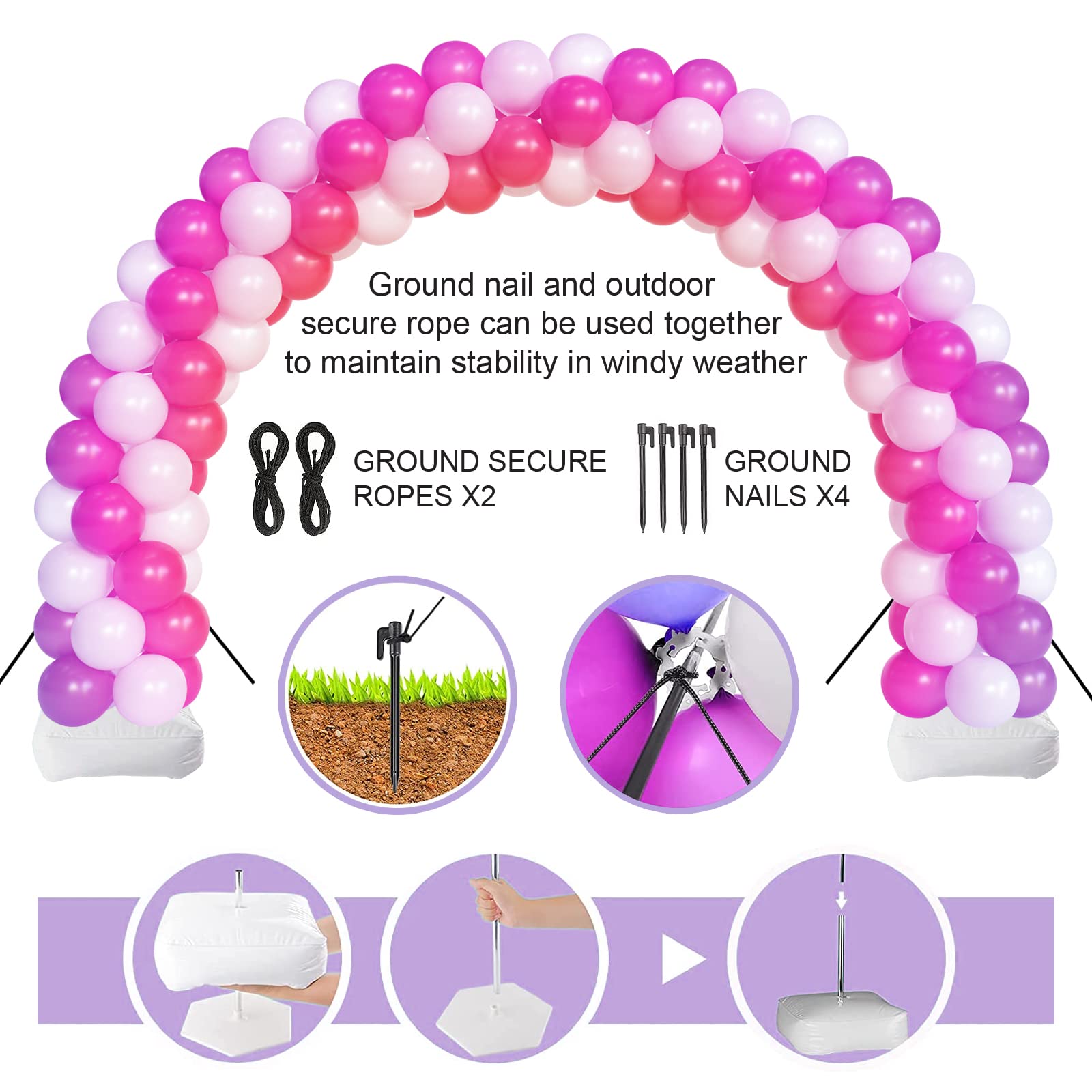 Party Spot! 95 Pcs Balloon Arch Kit, 9Ft Tall & 10Ft Wide Ajustable Balloon Arch Stand For Baby Shower Graduation Birthday Party Wedding Decorations