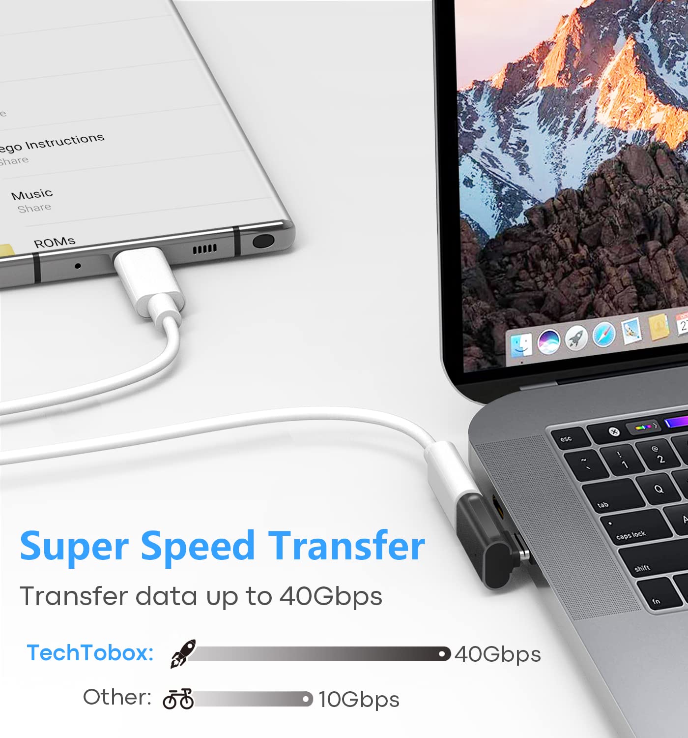TECHTOBOX Right Angle USB-C Adapter [2 Pack] Flat 90 Degree USB Type C Male to USB-C Female Adapter Support 8K Video 60W Fast Charging 40Gbps Data for Steam Dock,Switch,Laptop,Tablet,Phones
